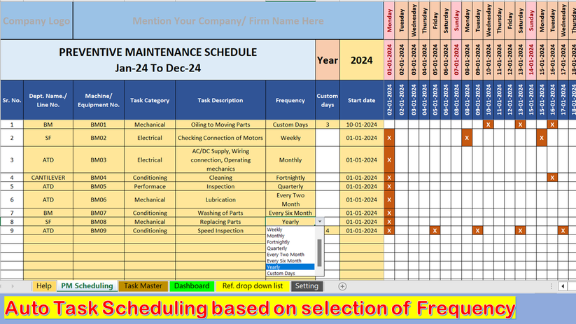Excel Template Preventive Maintenance Scheduling with Dashboard V.2 ...